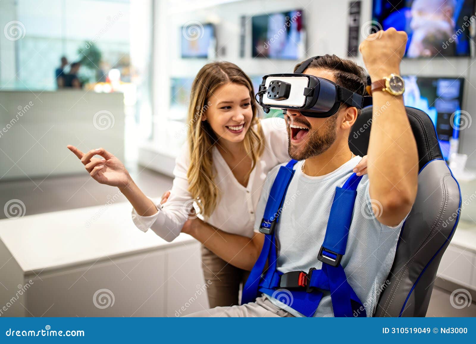 Young People Using Virtual Reality Headset. VR, Future, Gadgets ...