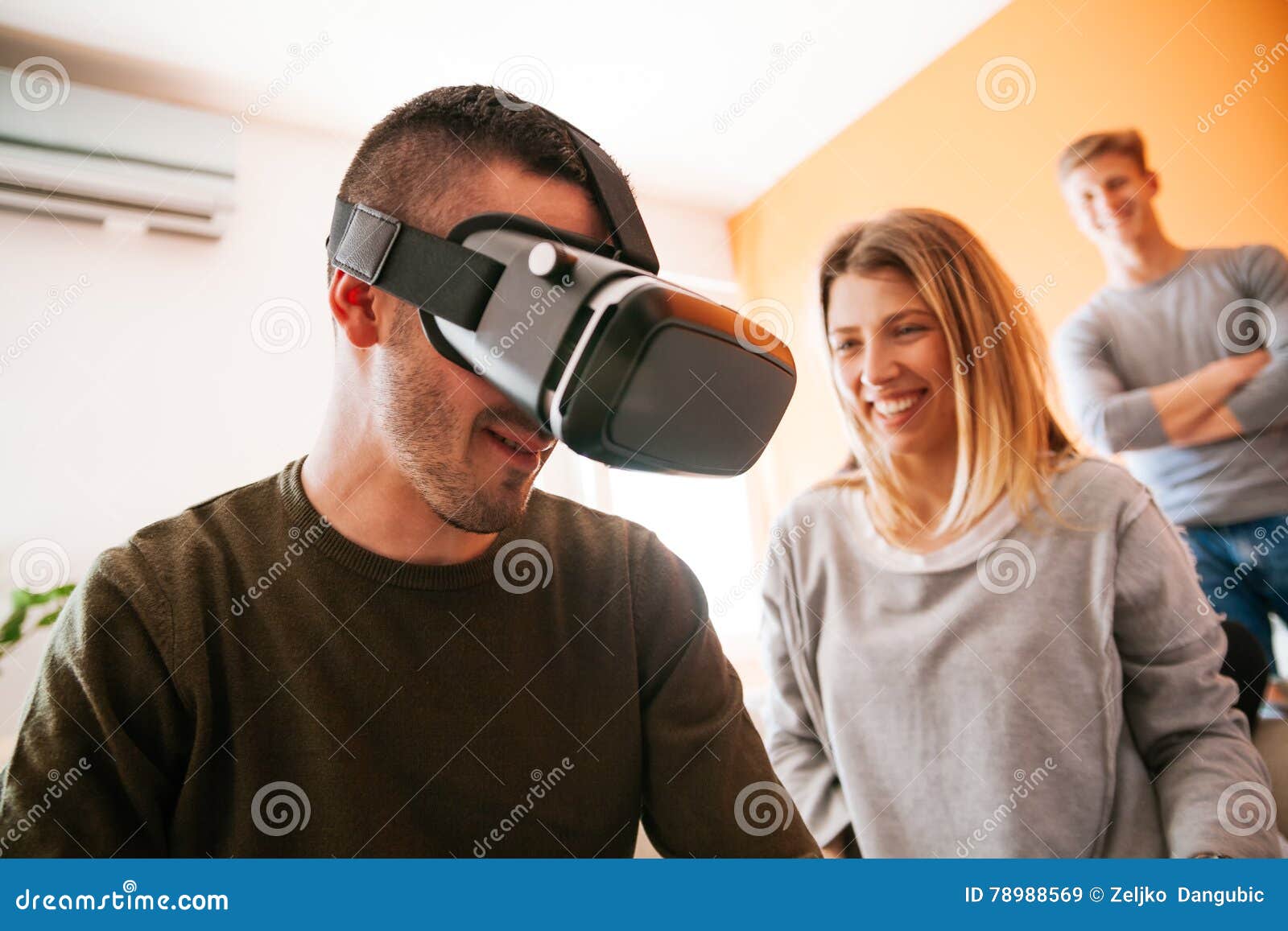 Young People Using VR stock image. Image of enjoyment - 78988569