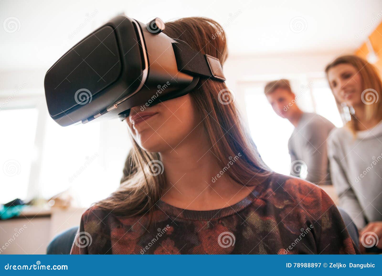 Young People Using VR stock image. Image of comfortable - 78988897