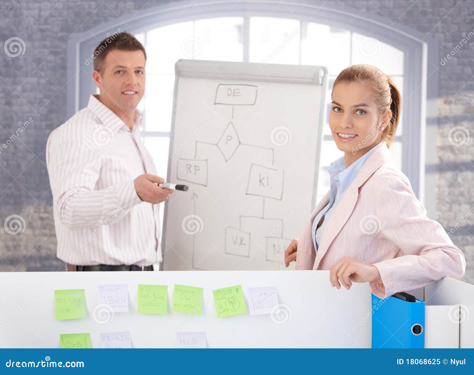 Young People Using Whiteboard in Office Smiling Stock Image - Image of ...