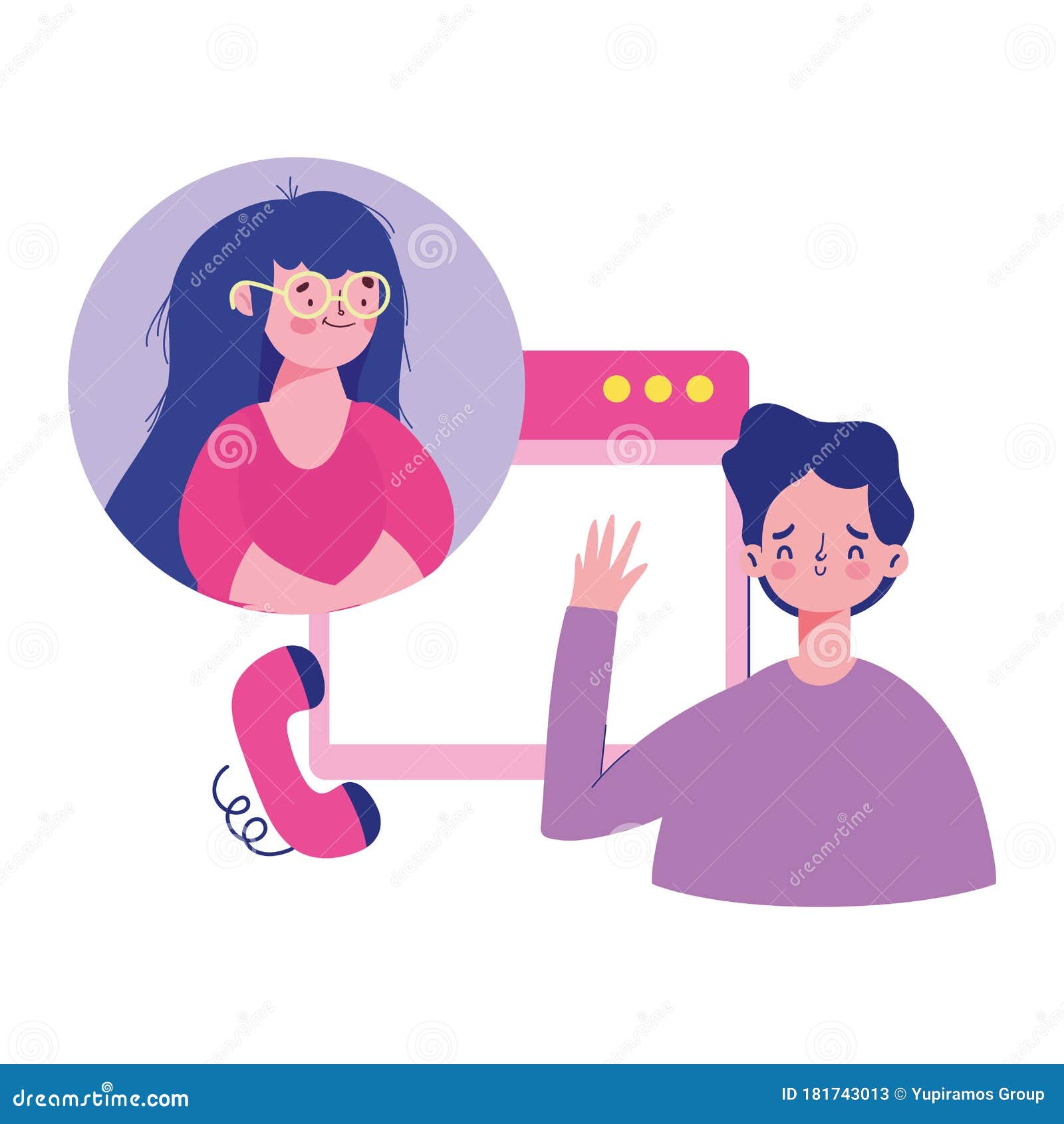 Young People Website Video Call Dialogue Isolated Design Stock Vector ...