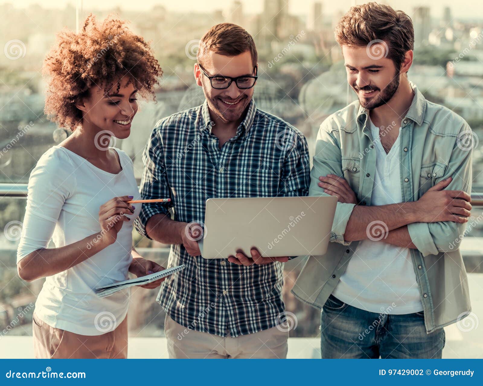 Young people working stock photo. Image of laptop, meeting - 97429002