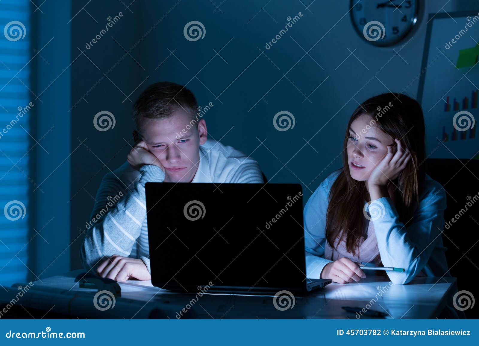 Young People Working Overtime Stock Photo - Image of office, computer ...