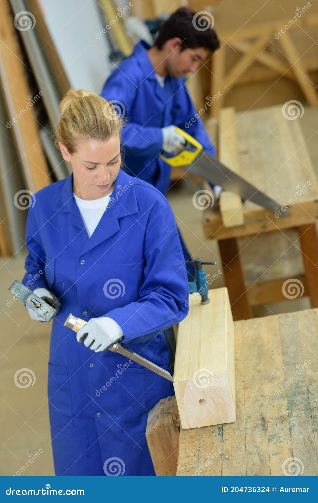 Young People Working with Wood Stock Photo - Image of hammer, young ...
