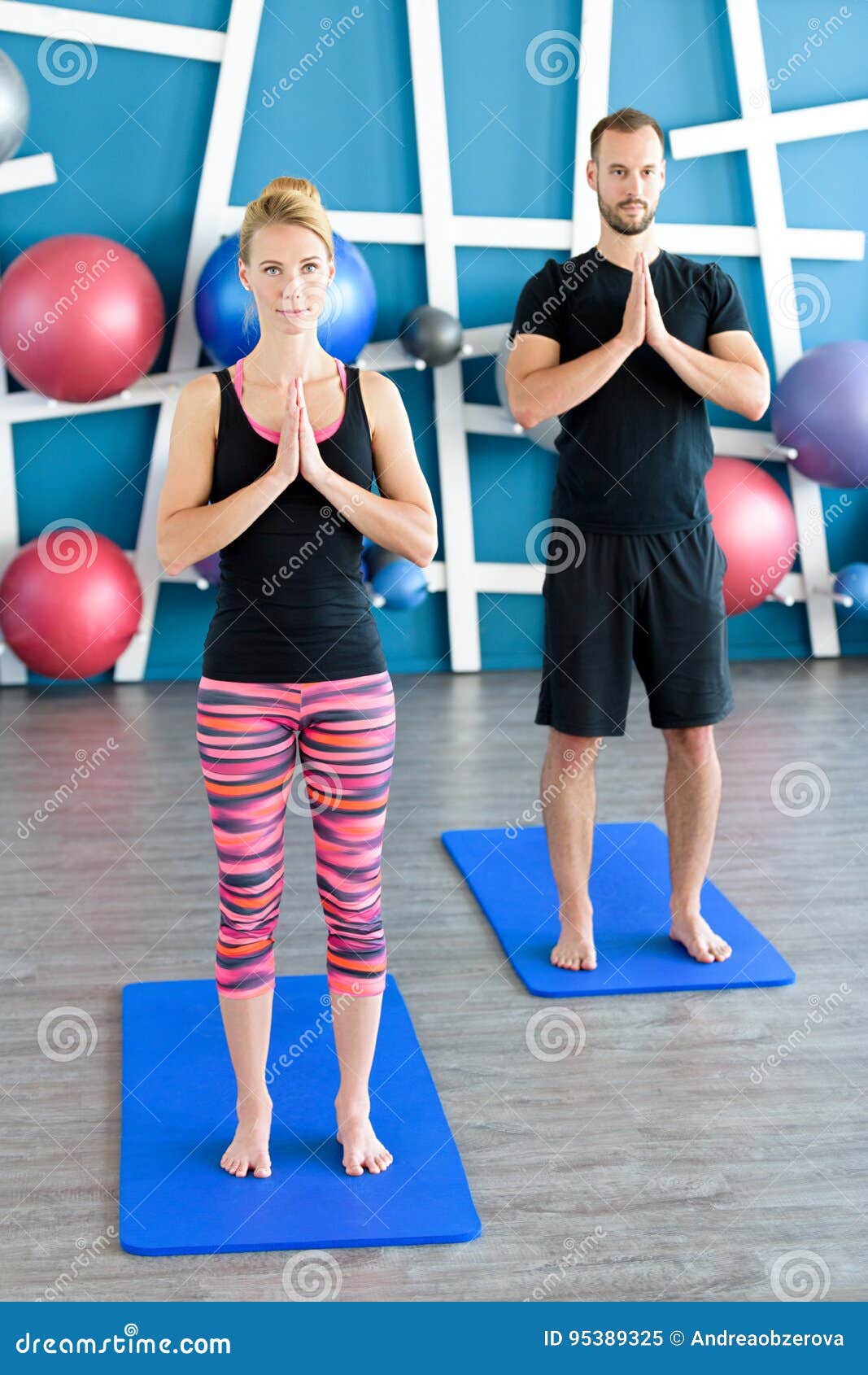 Young People in Yoga Class. Stock Image - Image of partner, health ...