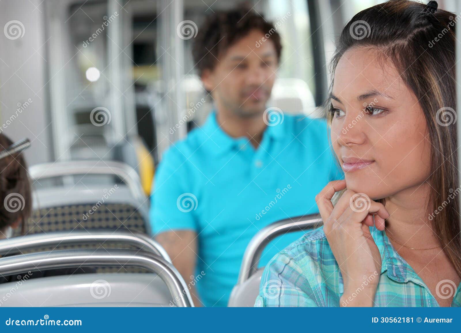 Young person on the bus stock image. Image of happy, white - 30562181
