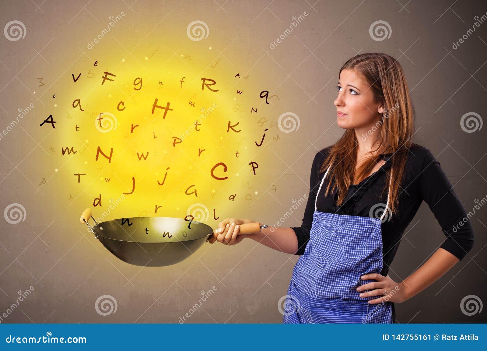 Person Cooking Letters in Wok Stock Image - Image of design, handle ...