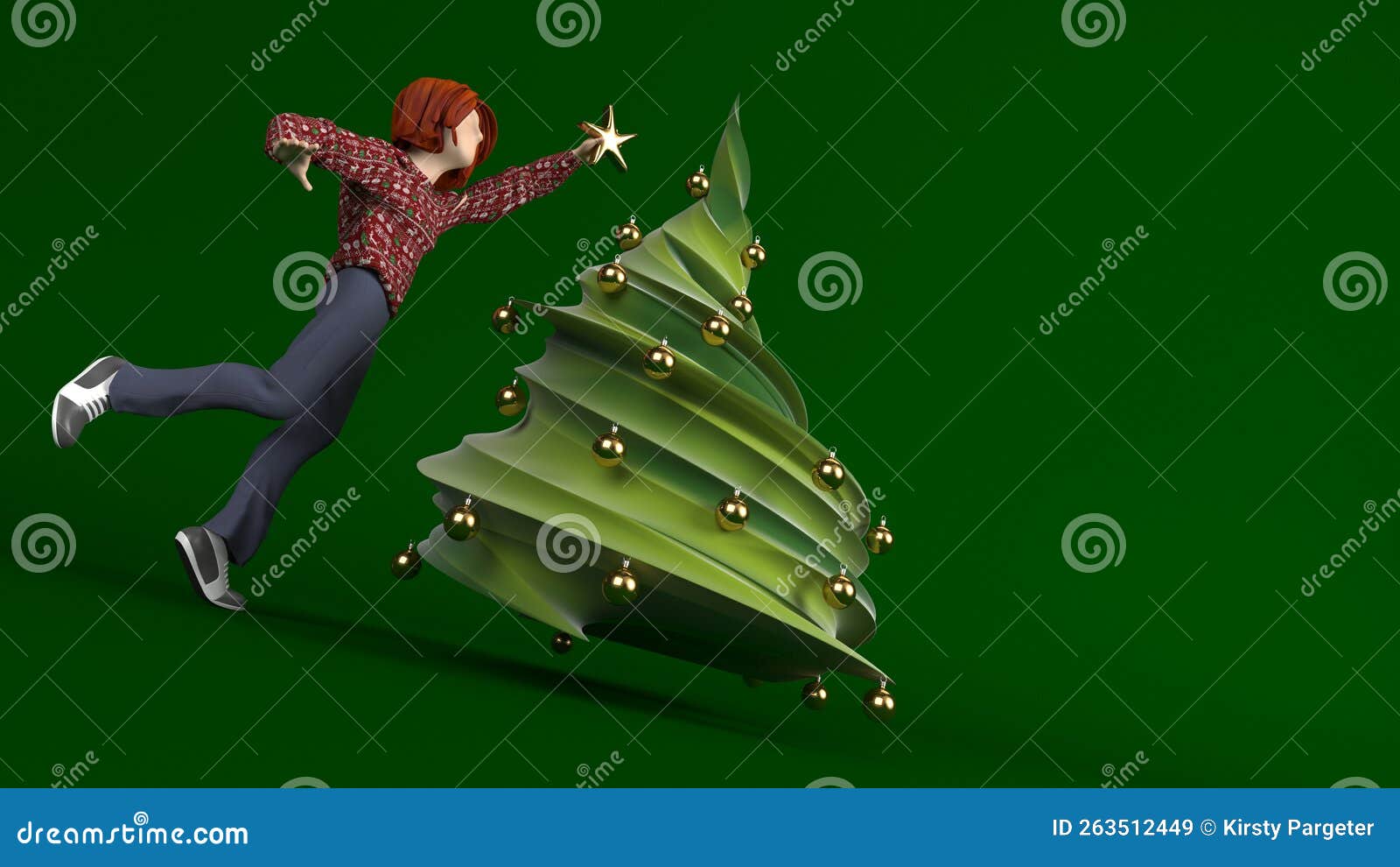 Young Person Decorating Christmas Tree Stock Illustration ...
