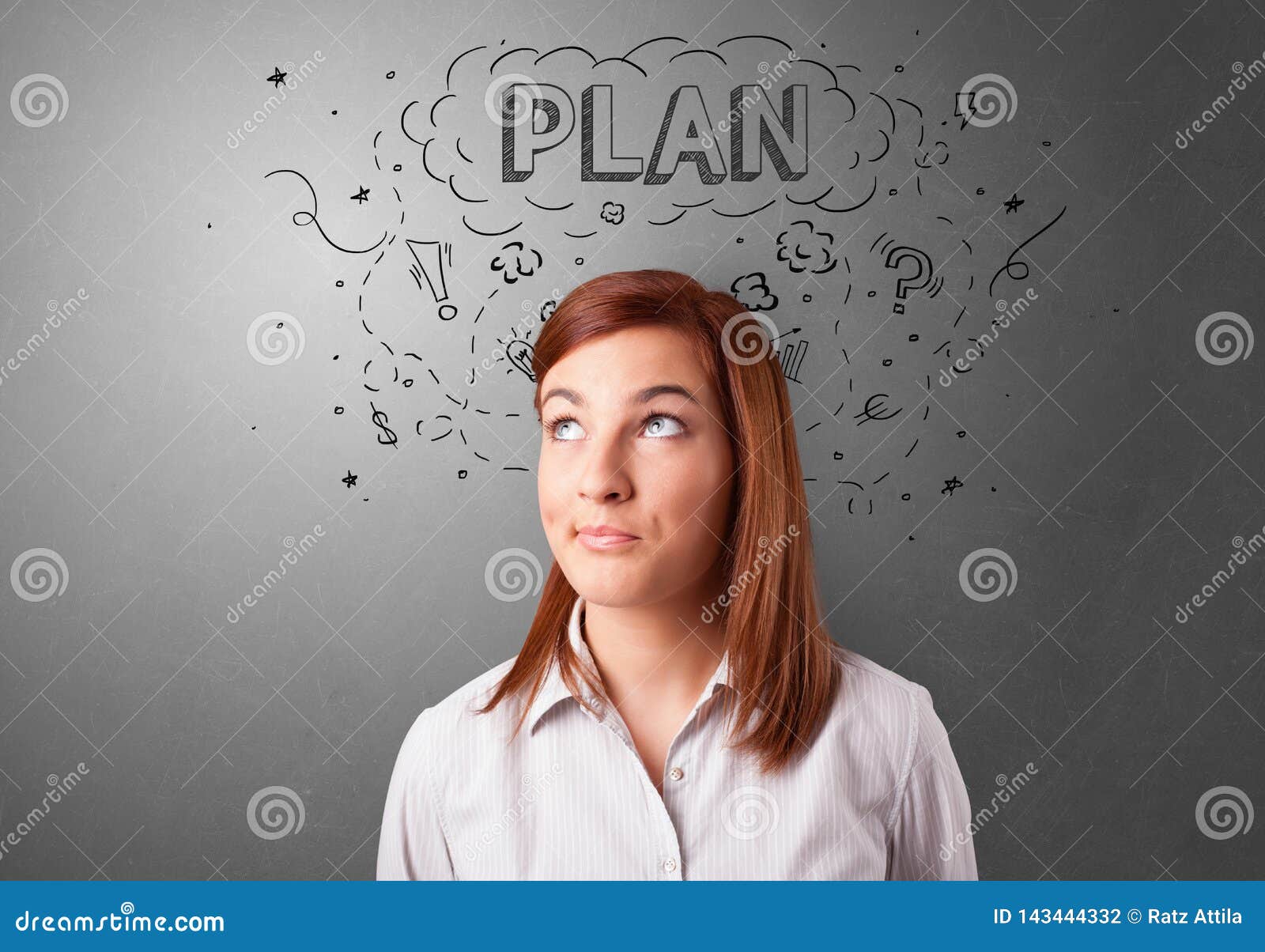 Young Person Looking Forward To a New Idea Stock Photo - Image of grey ...