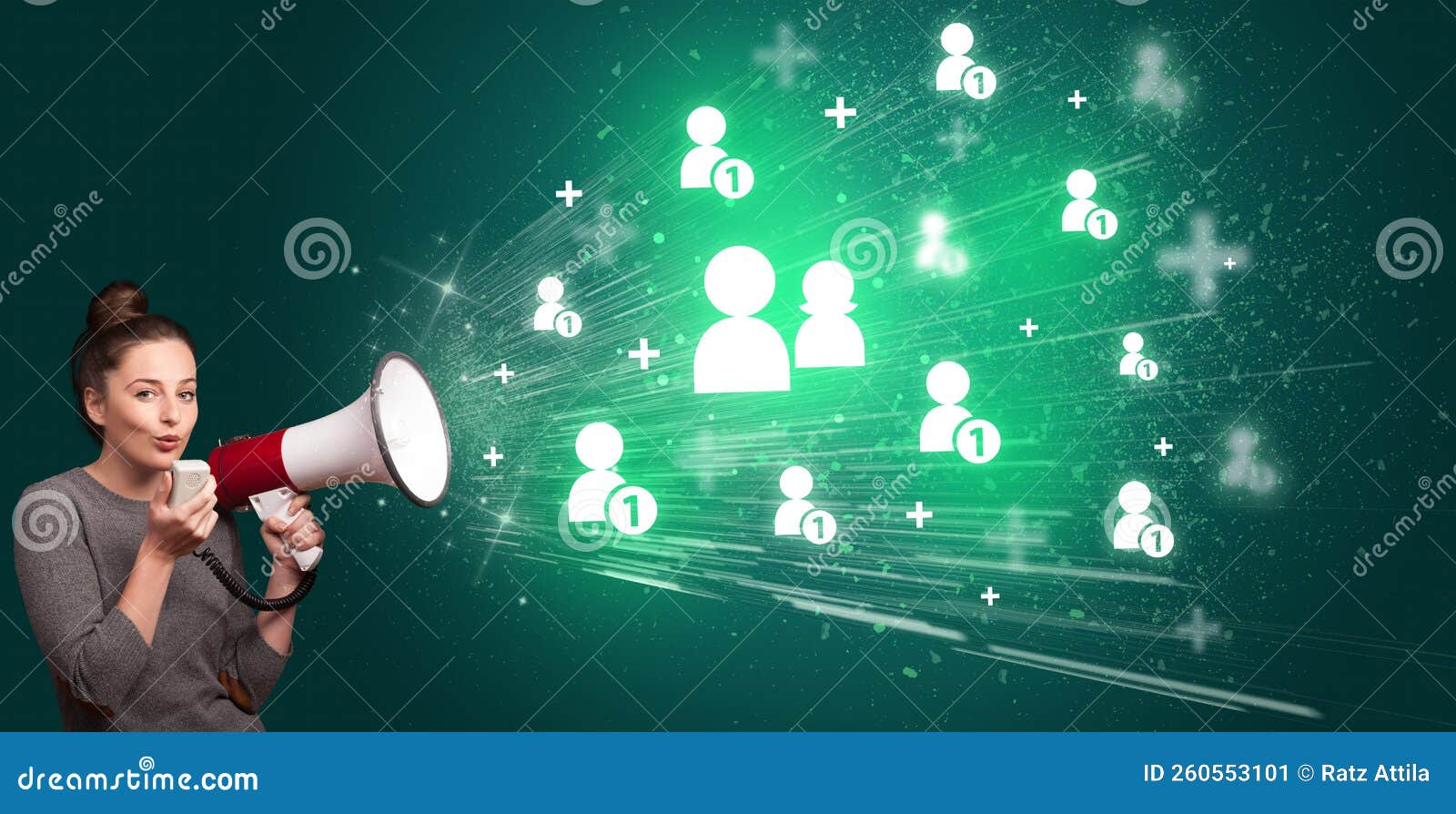 Young Person with Megaphone and Social Networking Icon Stock Image ... Young Person with Megaphone and Social Networking Icon Stock Image ...