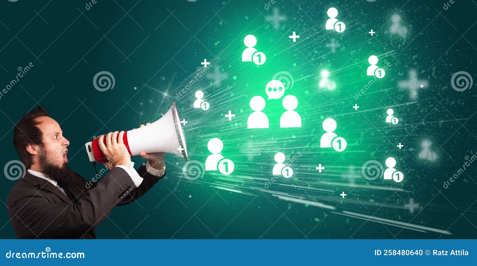 Young Person with Megaphone and Social Networking Icon Stock Photo ... Young Person with Megaphone and Social Networking Icon Stock Photo ...