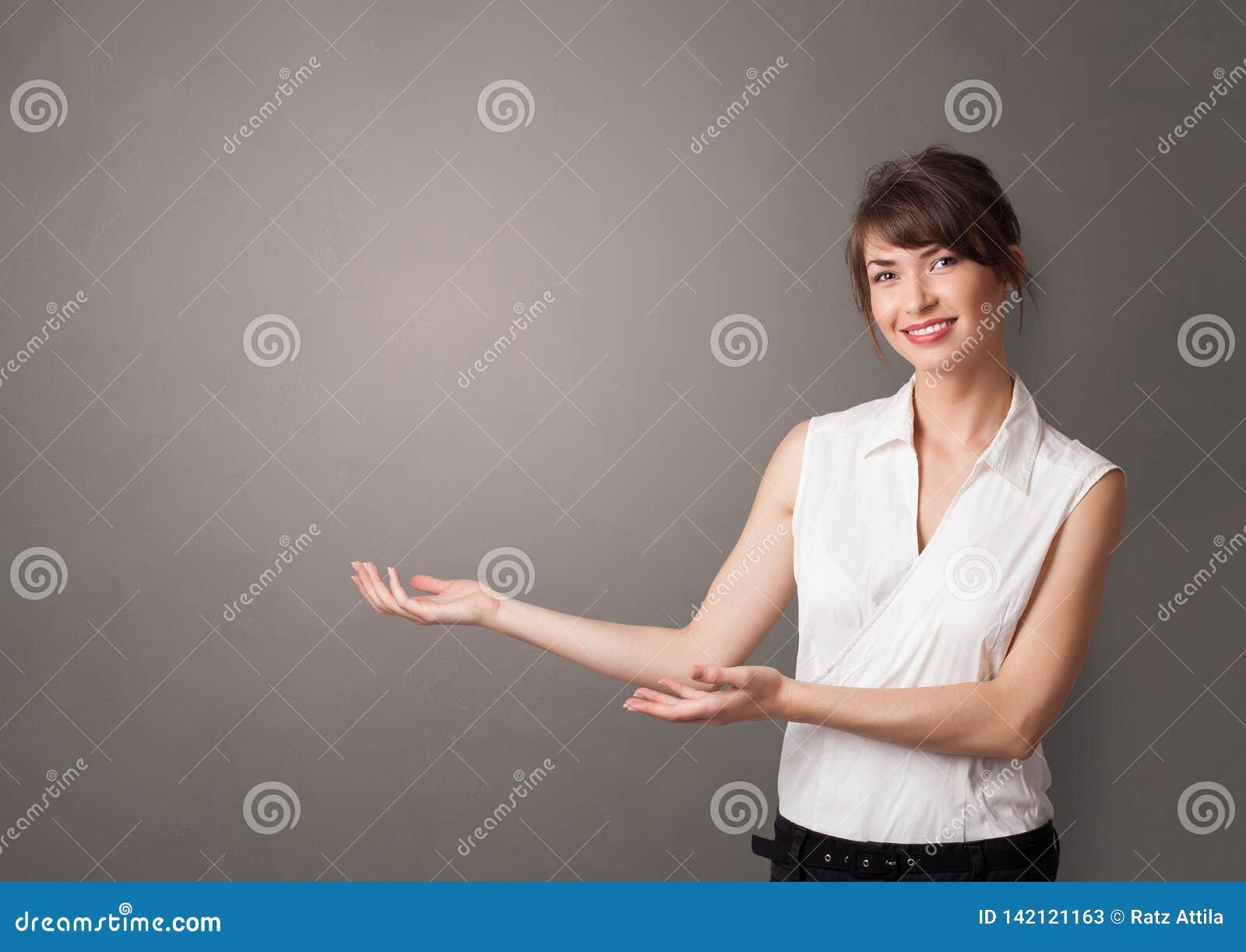 Person Presenting Something with Empty Space Stock Illustration ...