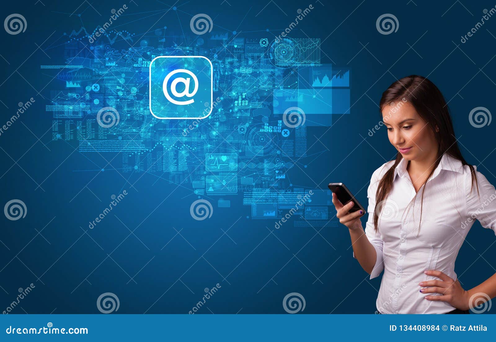 Person Using Phone with Mail Concept Stock Photo - Image of data ...