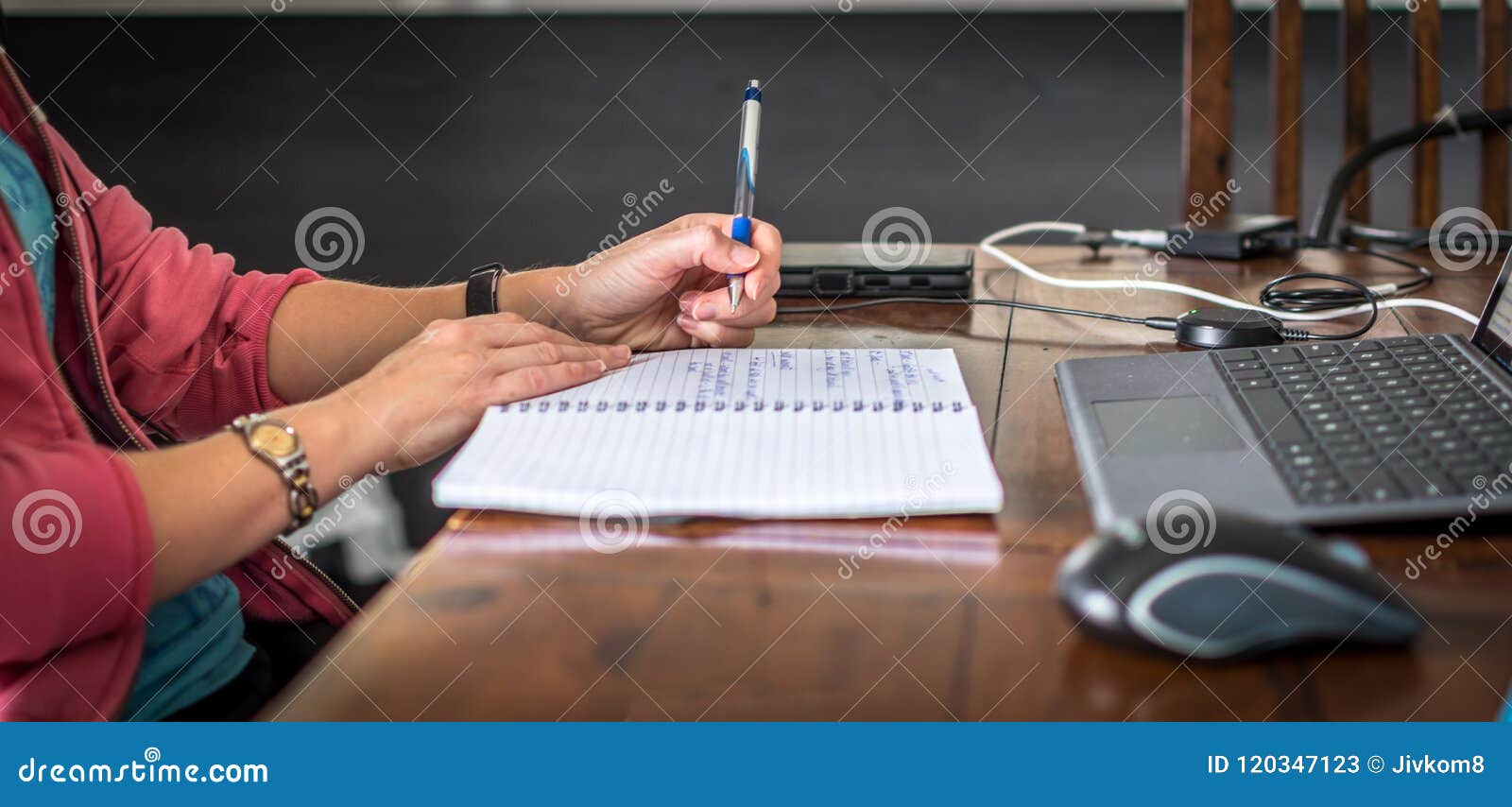 A Young Person Working Remotely in a Home Office Stock Image - Image of ...