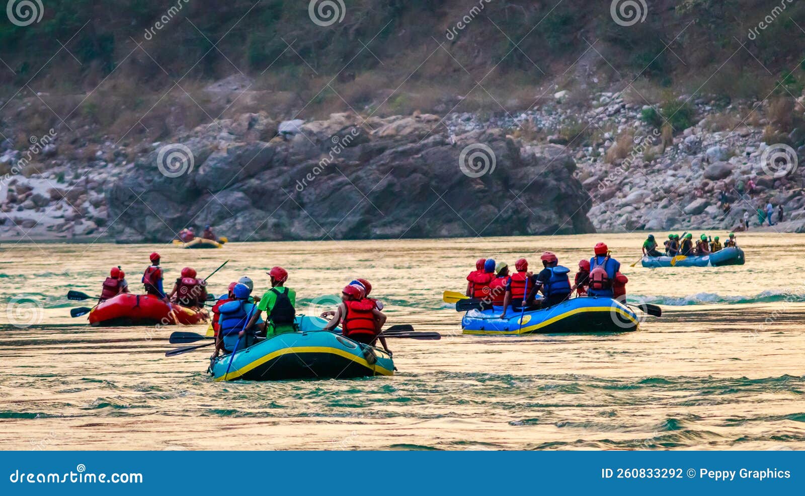 Young Persons Rafting on the Ganges River in Rishikesh Editorial ...
