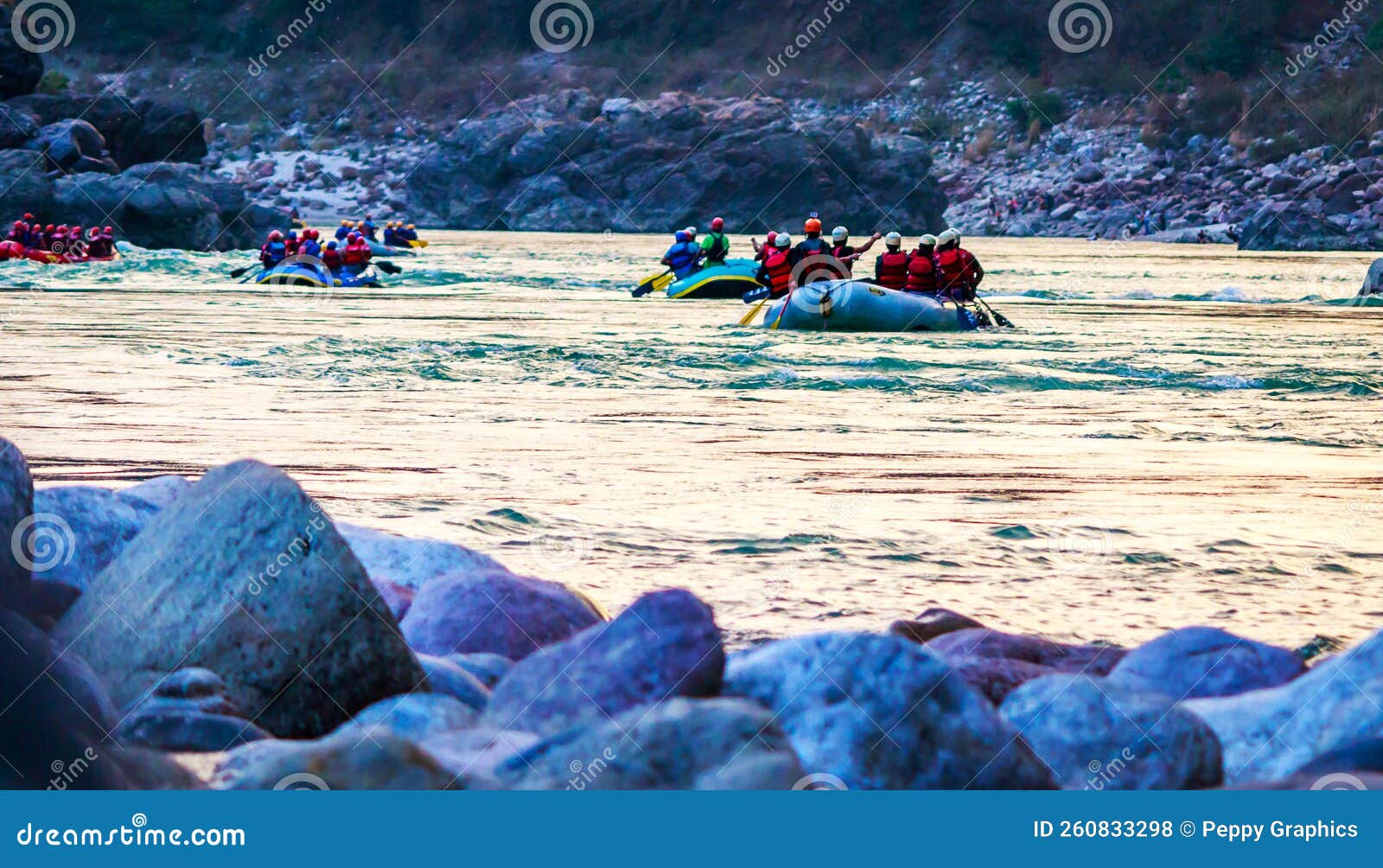 Young Persons Rafting on the Ganges River in Rishikesh Stock Photo ...