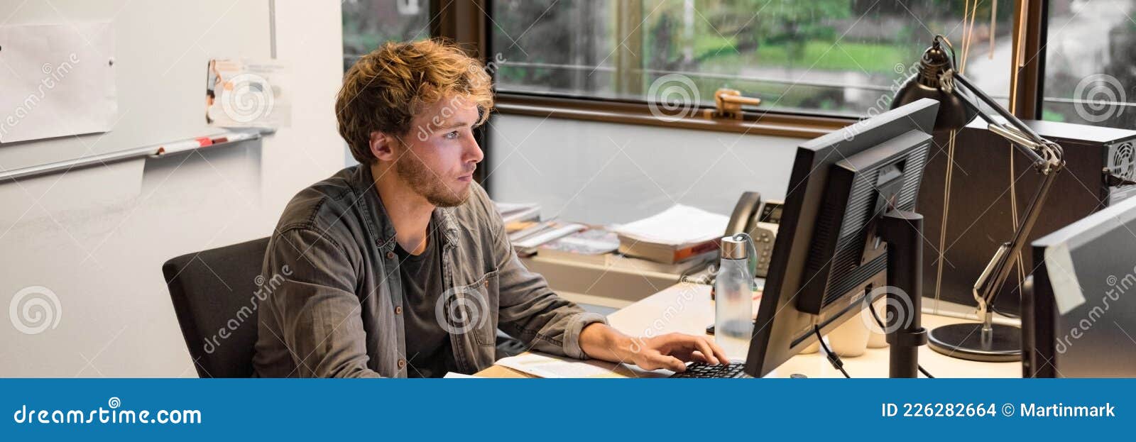 Young Phd Student Studying Writing Final Paper for Exam at University ...