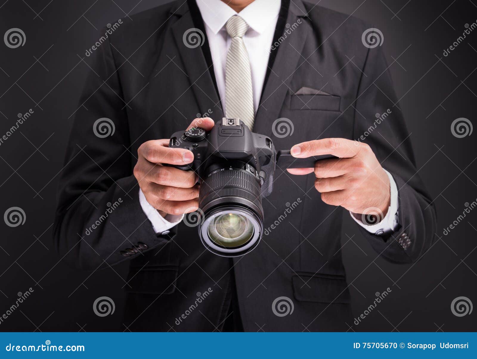 Young Photographer Man Holding Camera Stock Photo - Image of cameraman ...
