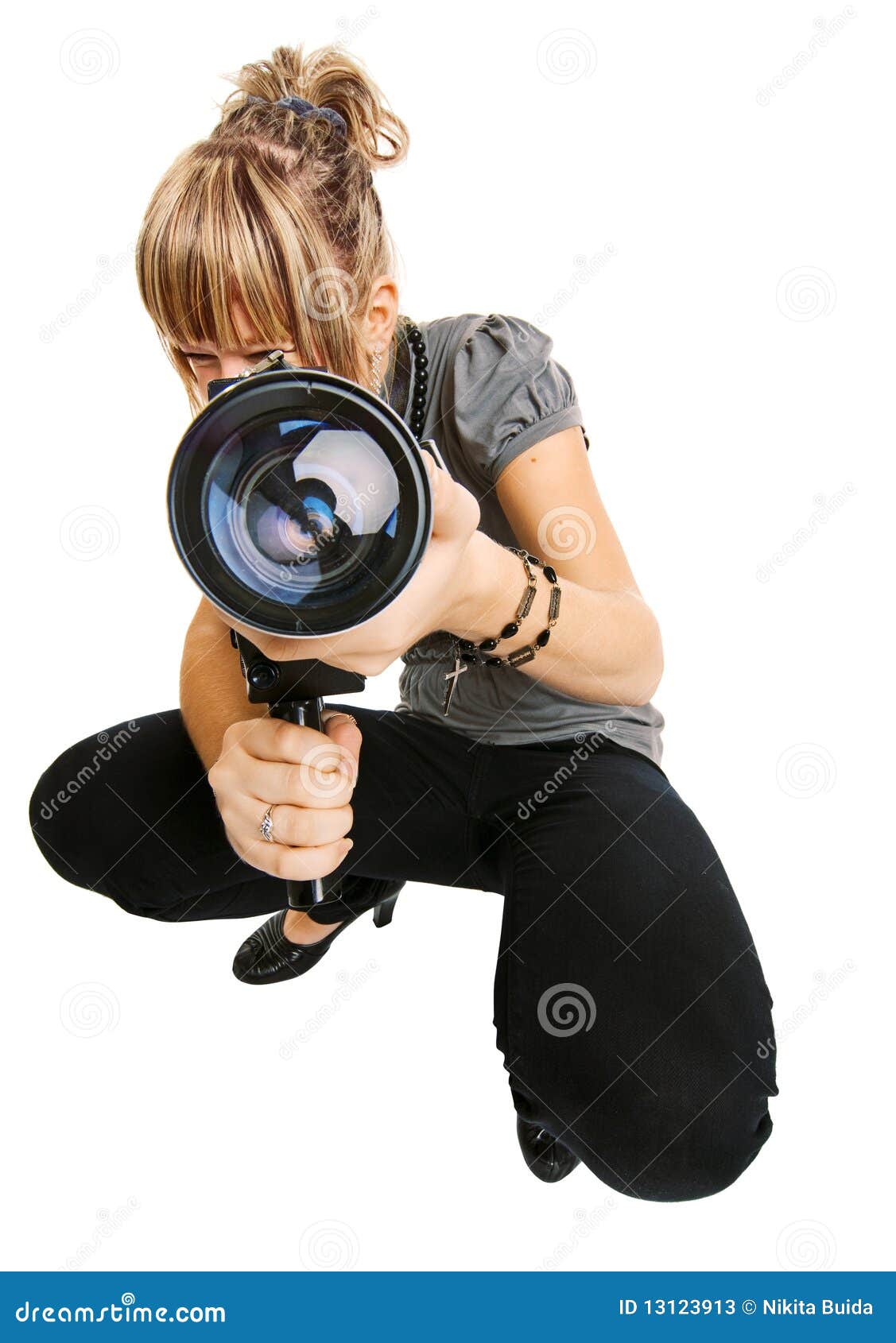 Young Photographer on White Background Stock Image - Image of beautiful ...