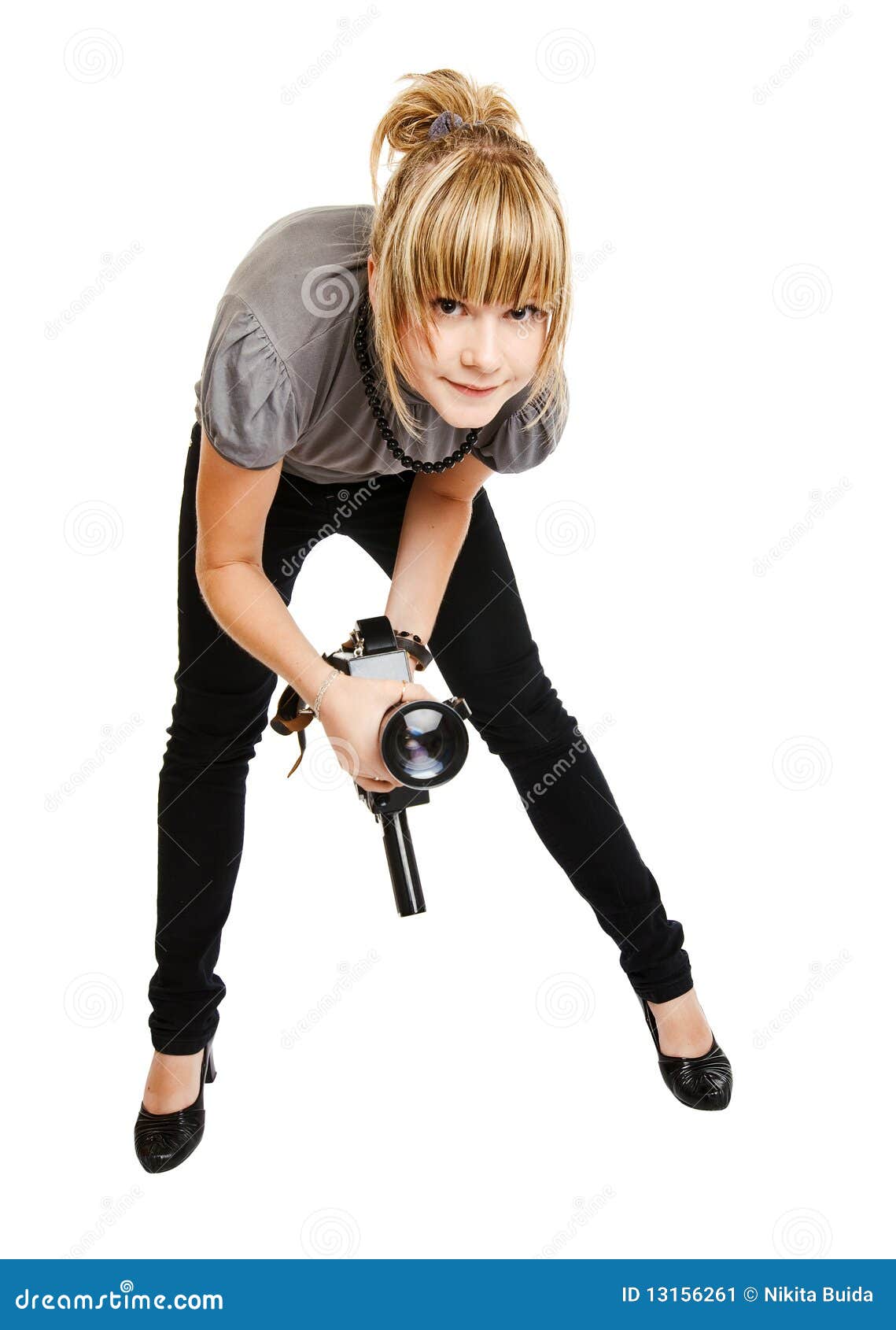 Young Photographer on White Background Stock Image - Image of color ...