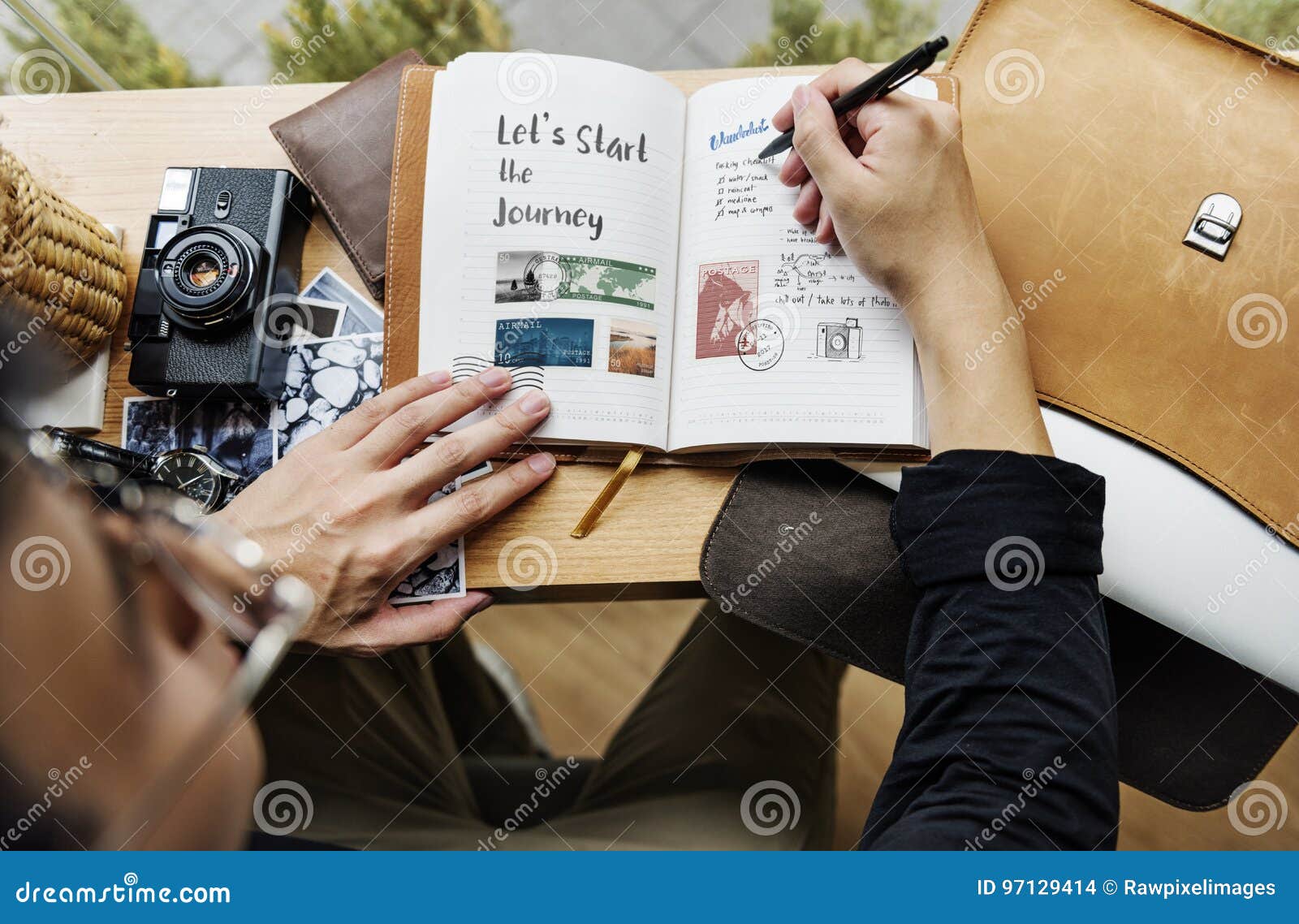 Young Photographer Writing Diary and Photo-book Stock Photo - Image of ...