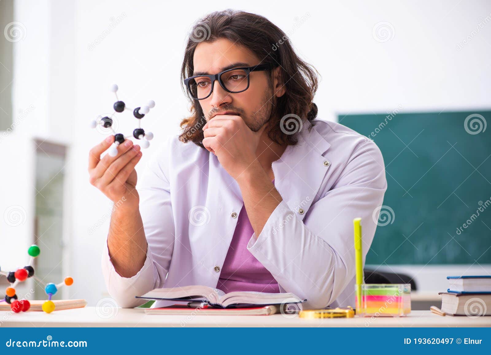 Young Male Physicist in the Classroom Stock Image - Image of explaining ...