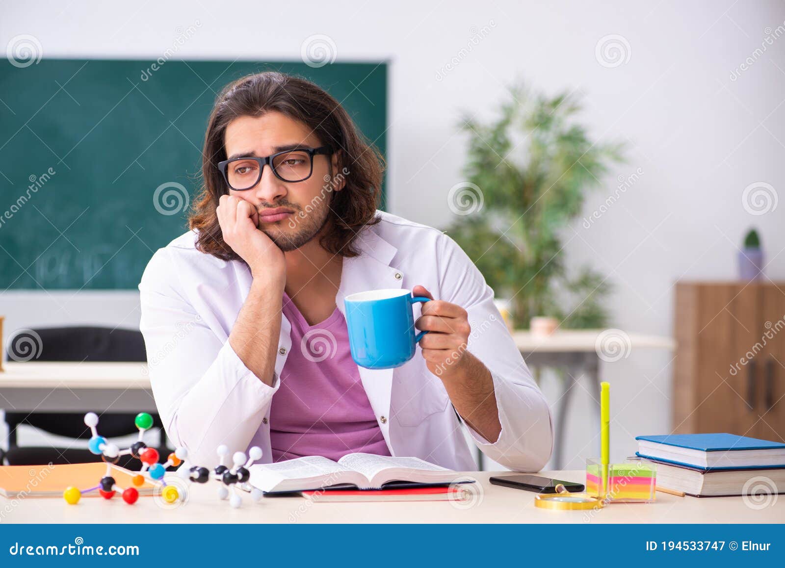 Young Male Physicist in the Classroom Stock Image - Image of scientist ...