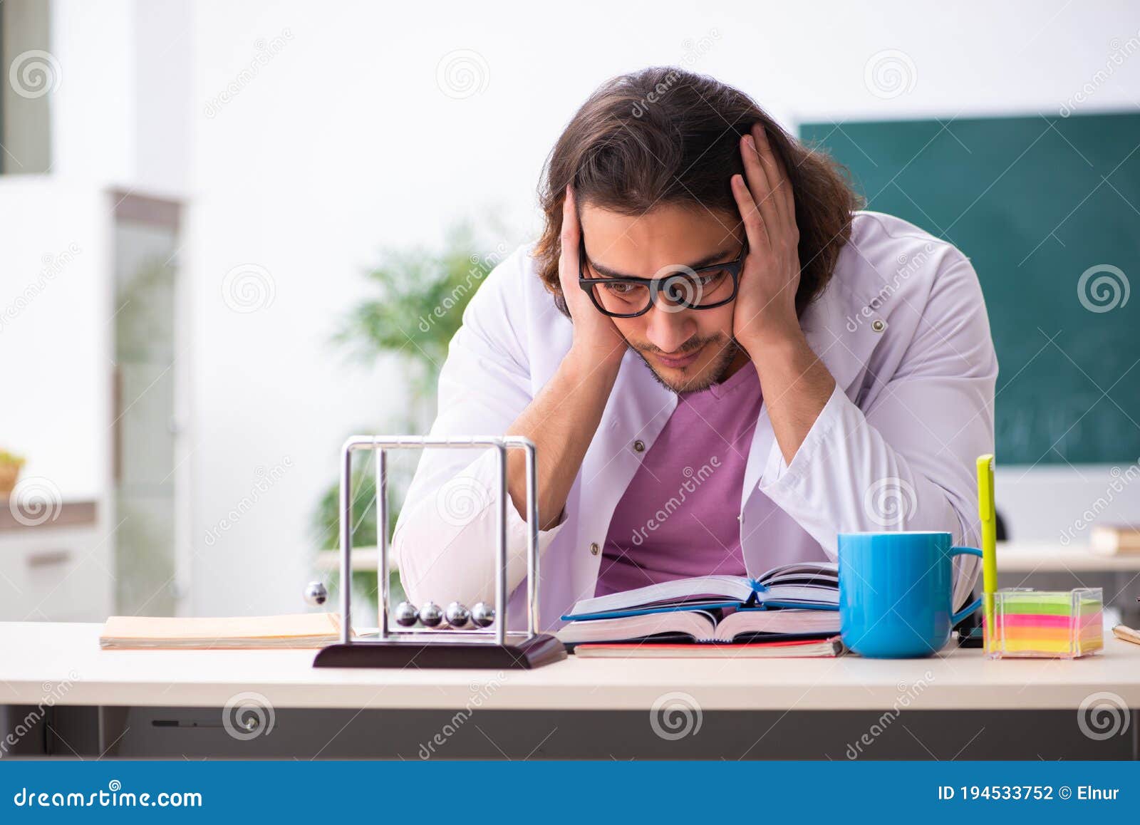 Young Male Physicist in the Classroom Stock Photo - Image of explaining ...