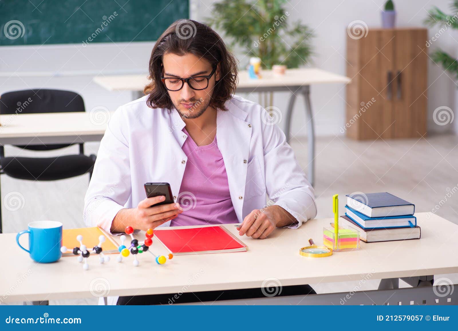 Young Male Physicist in the Classroom Stock Image - Image of university ...