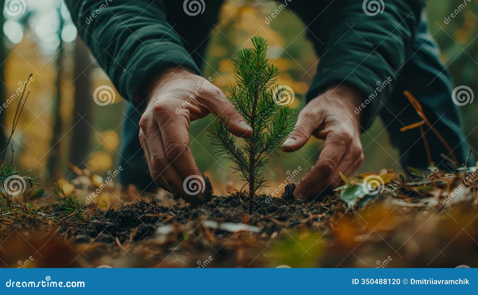 A Young Pine Tree is Planted in Soil, Symbolizing Reforestation and ...