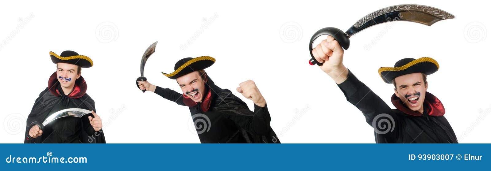 The Young Pirate Holding Sword Isolated on White Stock Image - Image of ...