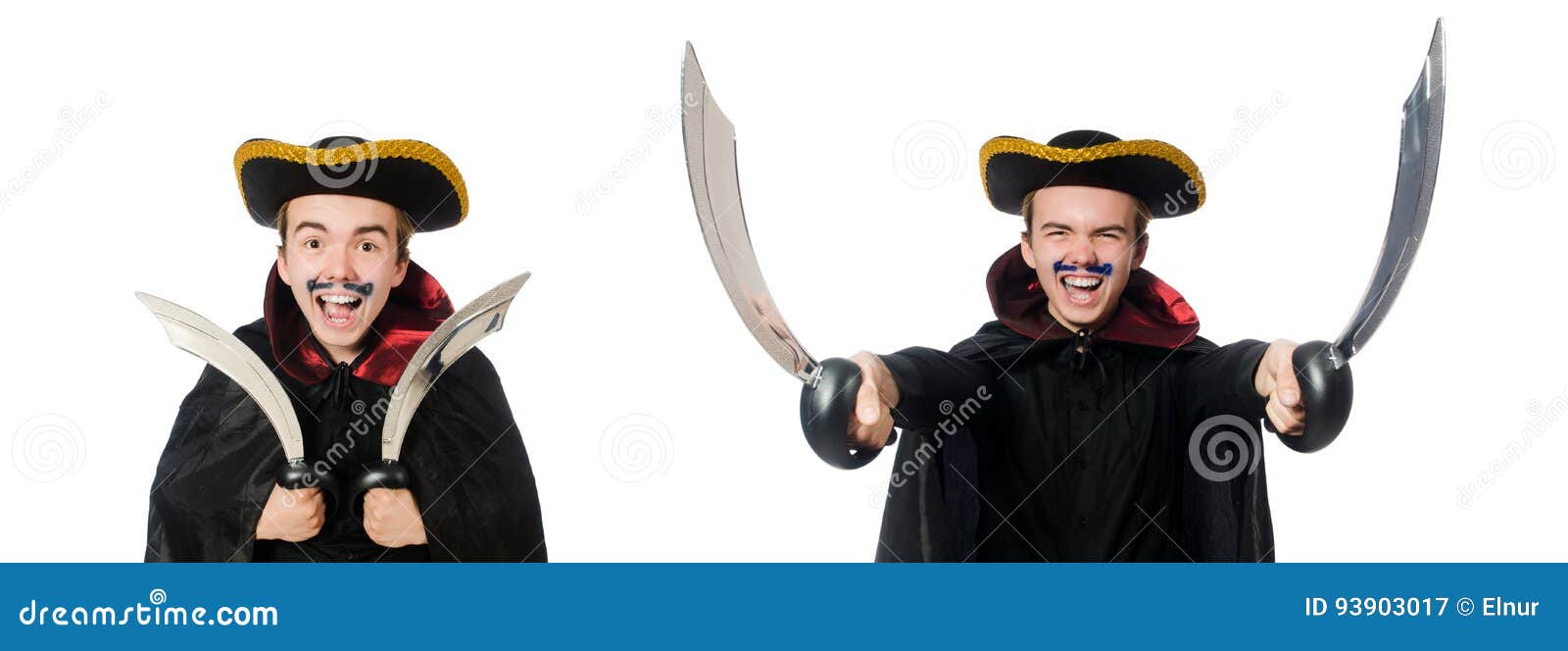 The Young Pirate Holding Sword Isolated on White Stock Image - Image of ...