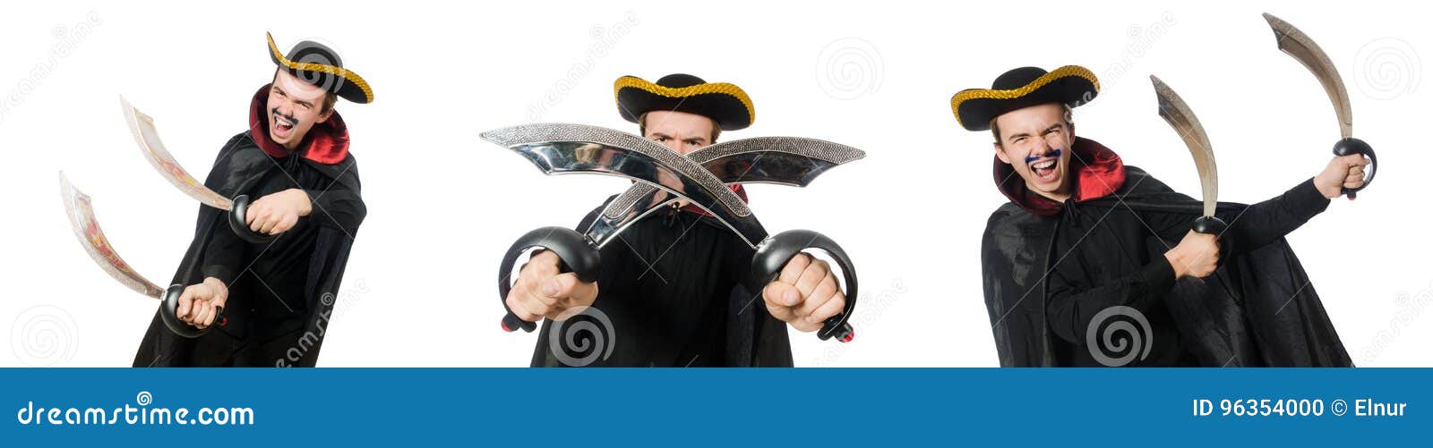 The Young Pirate Holding Sword Isolated on White Stock Photo - Image of ...