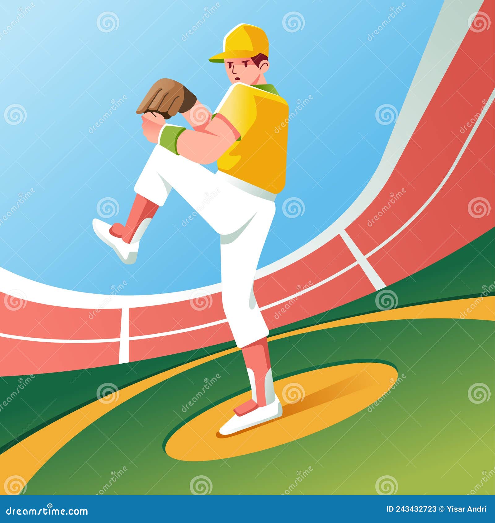 Young Pitcher is Ready To Throw the Ball on the Baseball Game in the ...