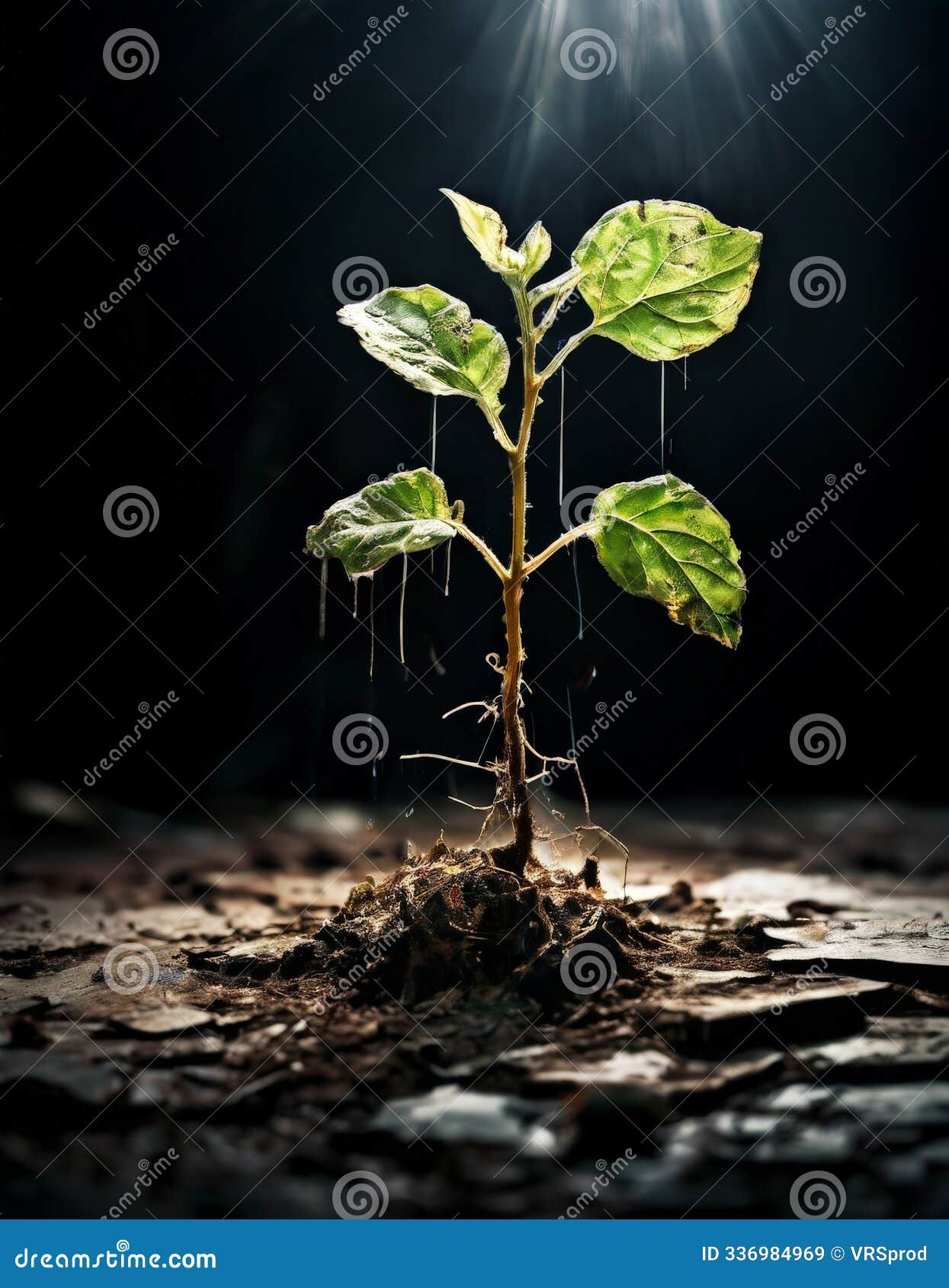 Young Plant Sprouting in Dim Light Symbolizing Growth and Resilience ...