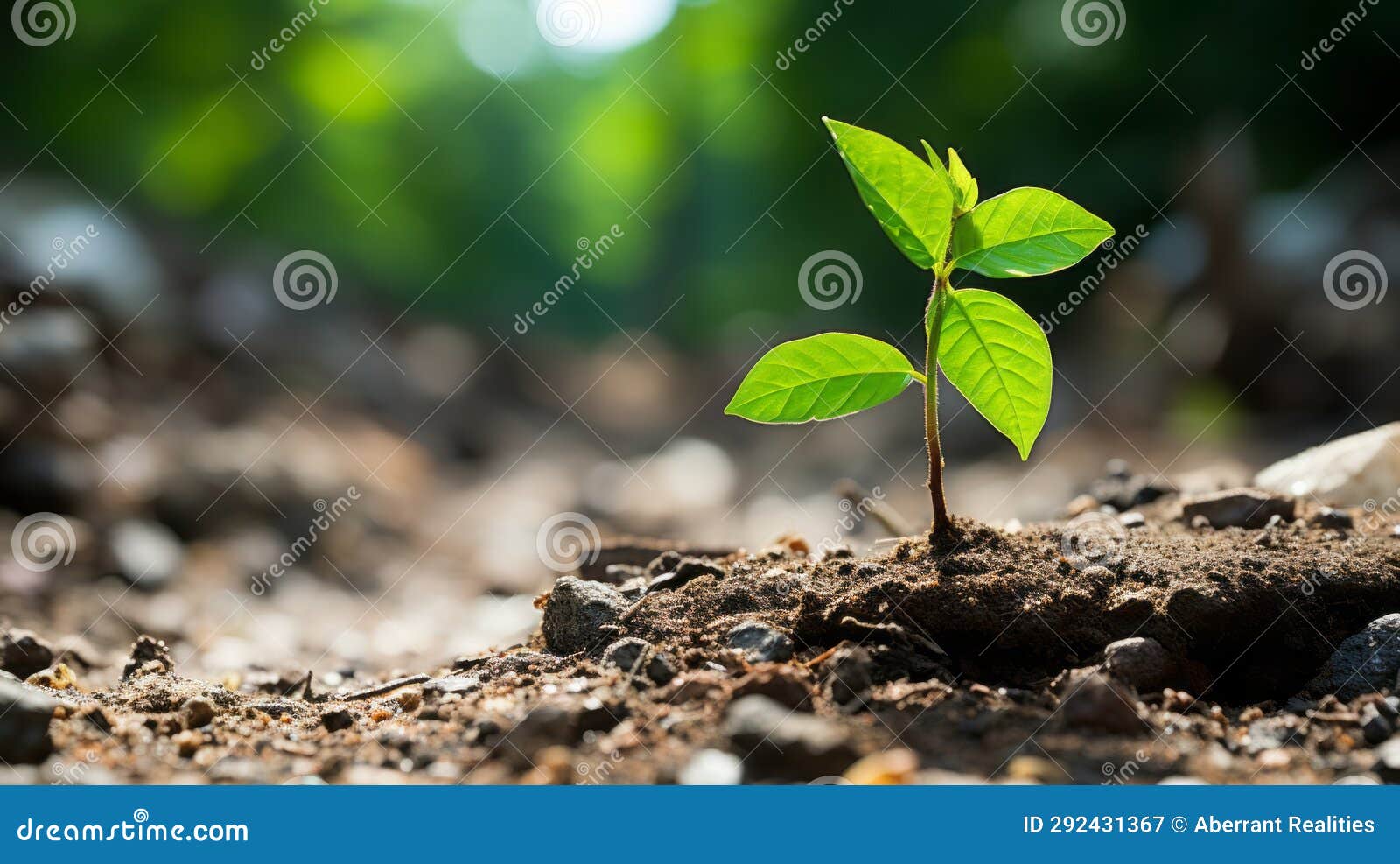 A Young Plant Sprouting from the Ground in the Middle of a Forest Stock ...