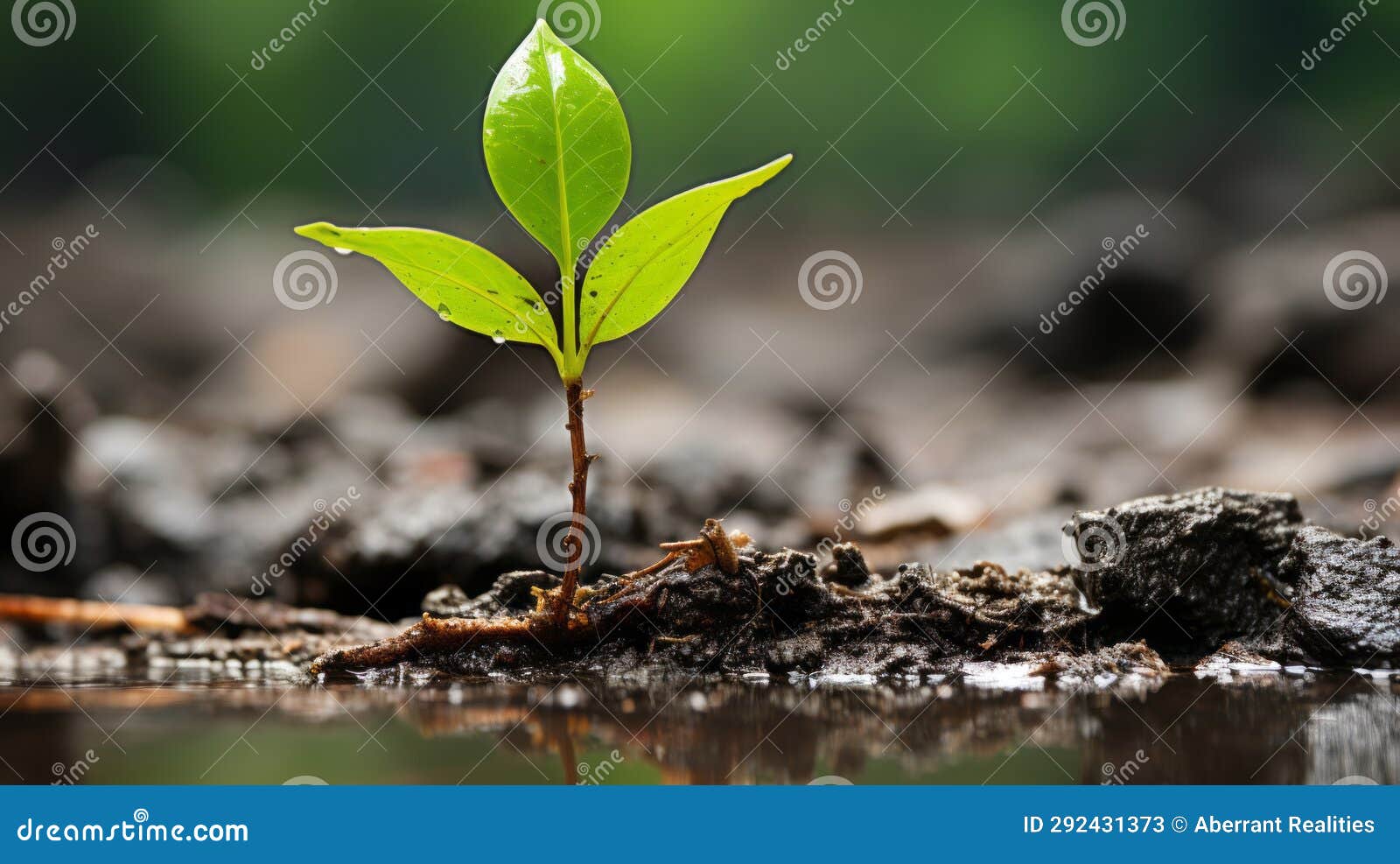 A Young Plant Sprouting from the Ground in the Mud Stock Image - Image ...