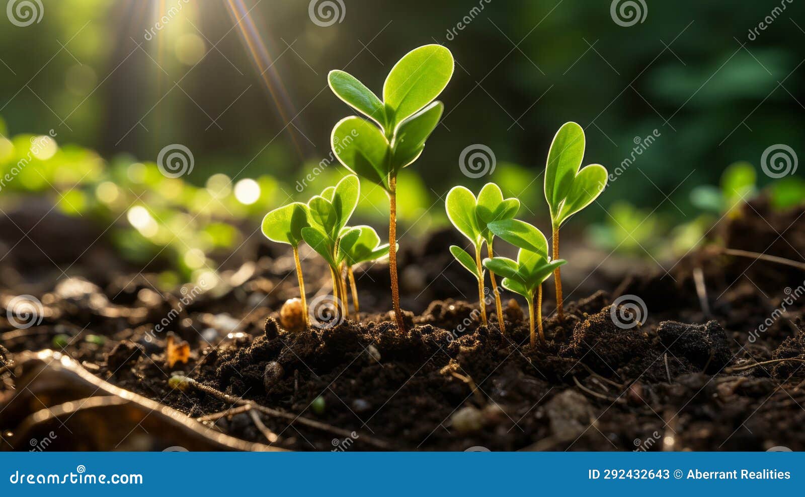 Young Plants Sprouting from the Ground in the Sunlight Stock ...