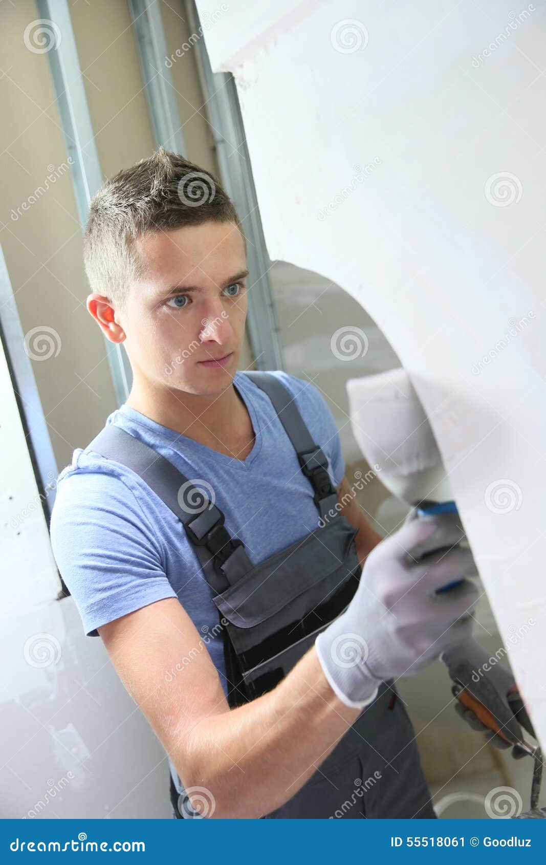 Young Plasterer in Apprenticeship at Work Stock Image - Image of ...