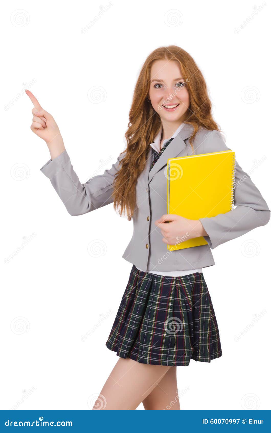 Young Pointing Student Female Isolated on White Stock Image - Image of ...