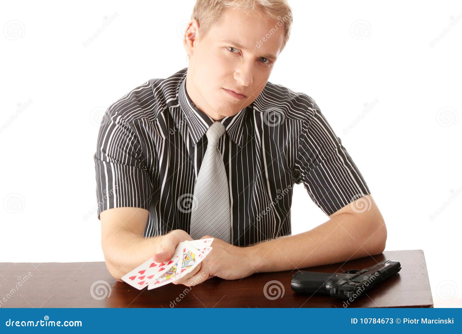 Young Poker Player with Gun Stock Image - Image of hand, holding: 10784673