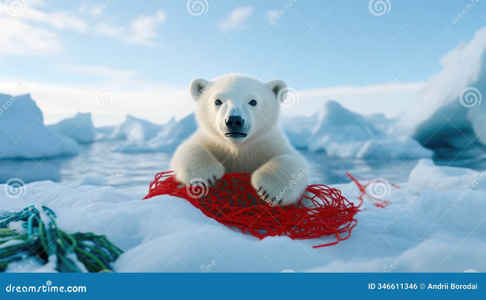 Helpless Polar Bear Cub Trapped In Gear. Royalty-Free Stock Image ...