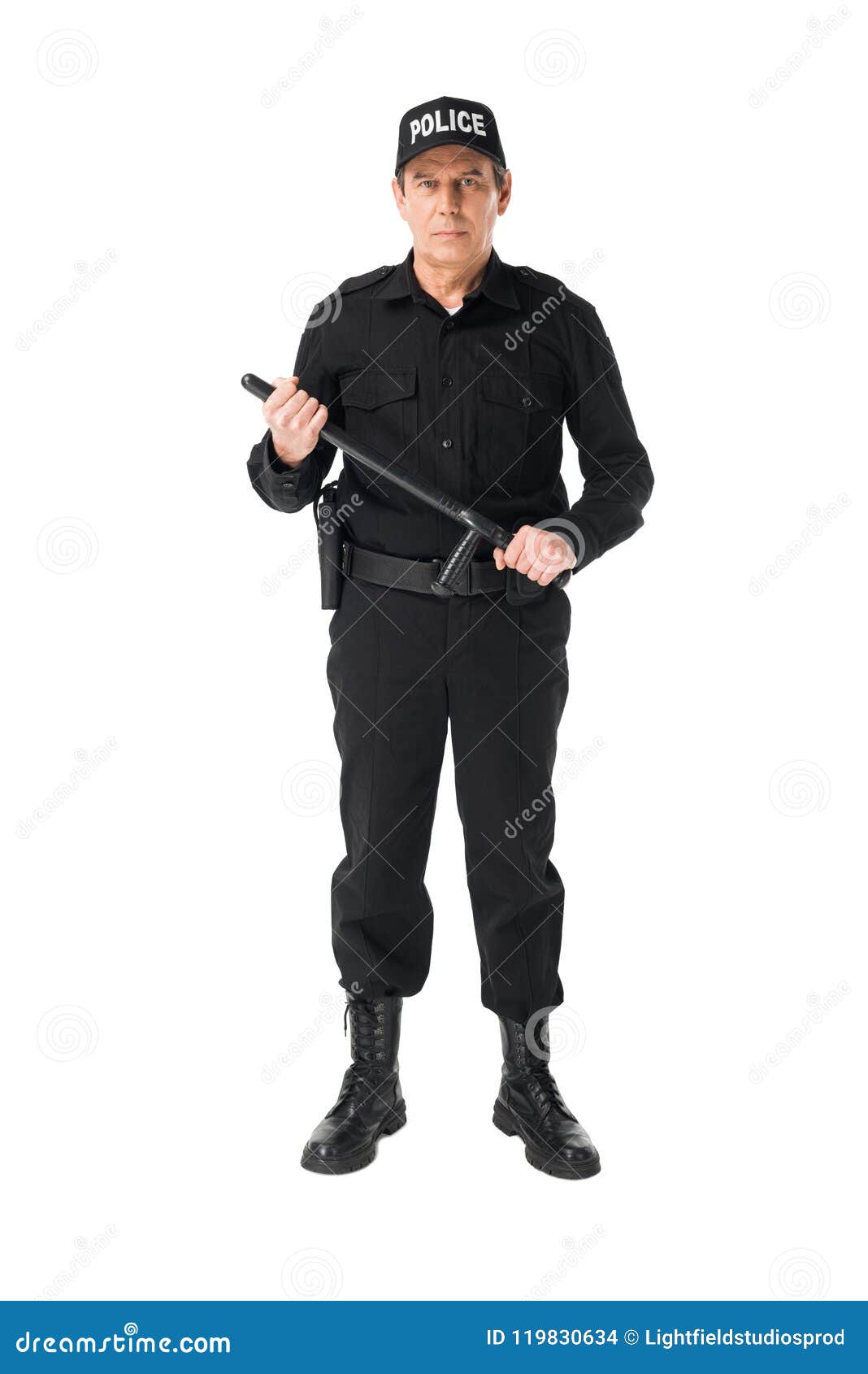 Young Policeman Wearing Uniform Isolated Stock Photo - Image of ...