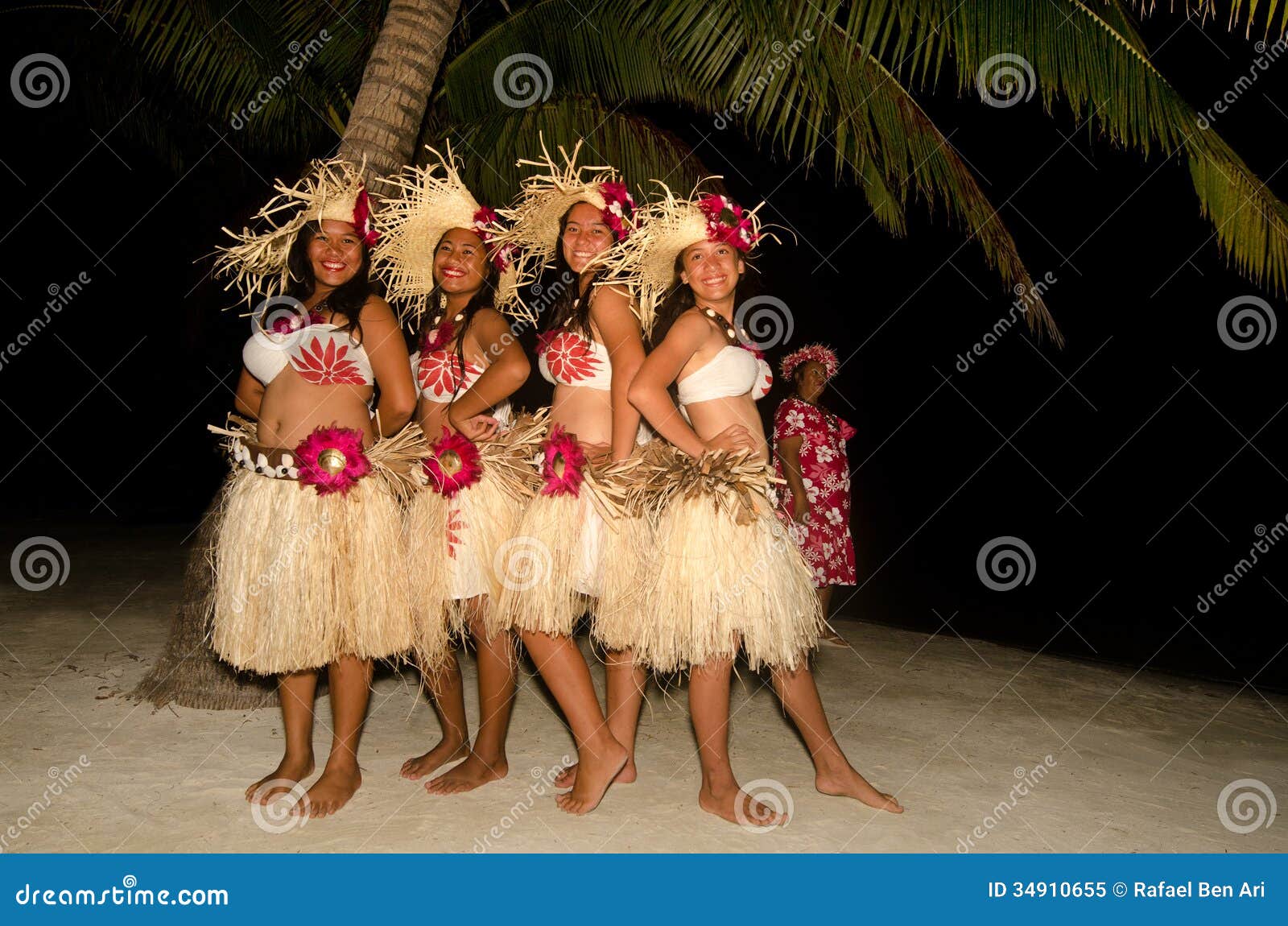 Young Polynesian Pacific Island Tahitian Woman Dancers Stock Image