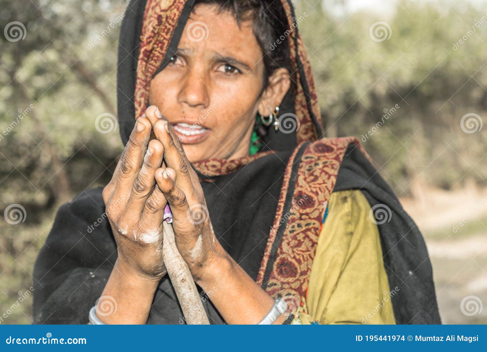 A Young Poor Lady is Begging Cause of Poverty Stock Photo - Image of ...