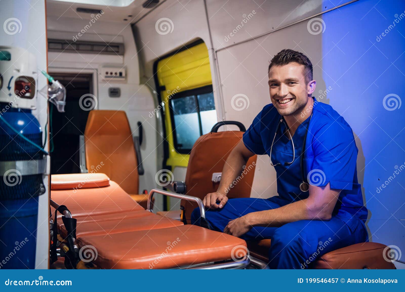 Young Positive Paramedic in a Blue Uniform on Duty Stock Image - Image ...