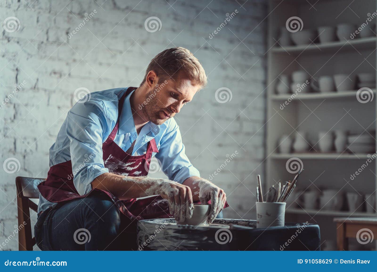 Young potter at work stock image. Image of clay, people - 91058629