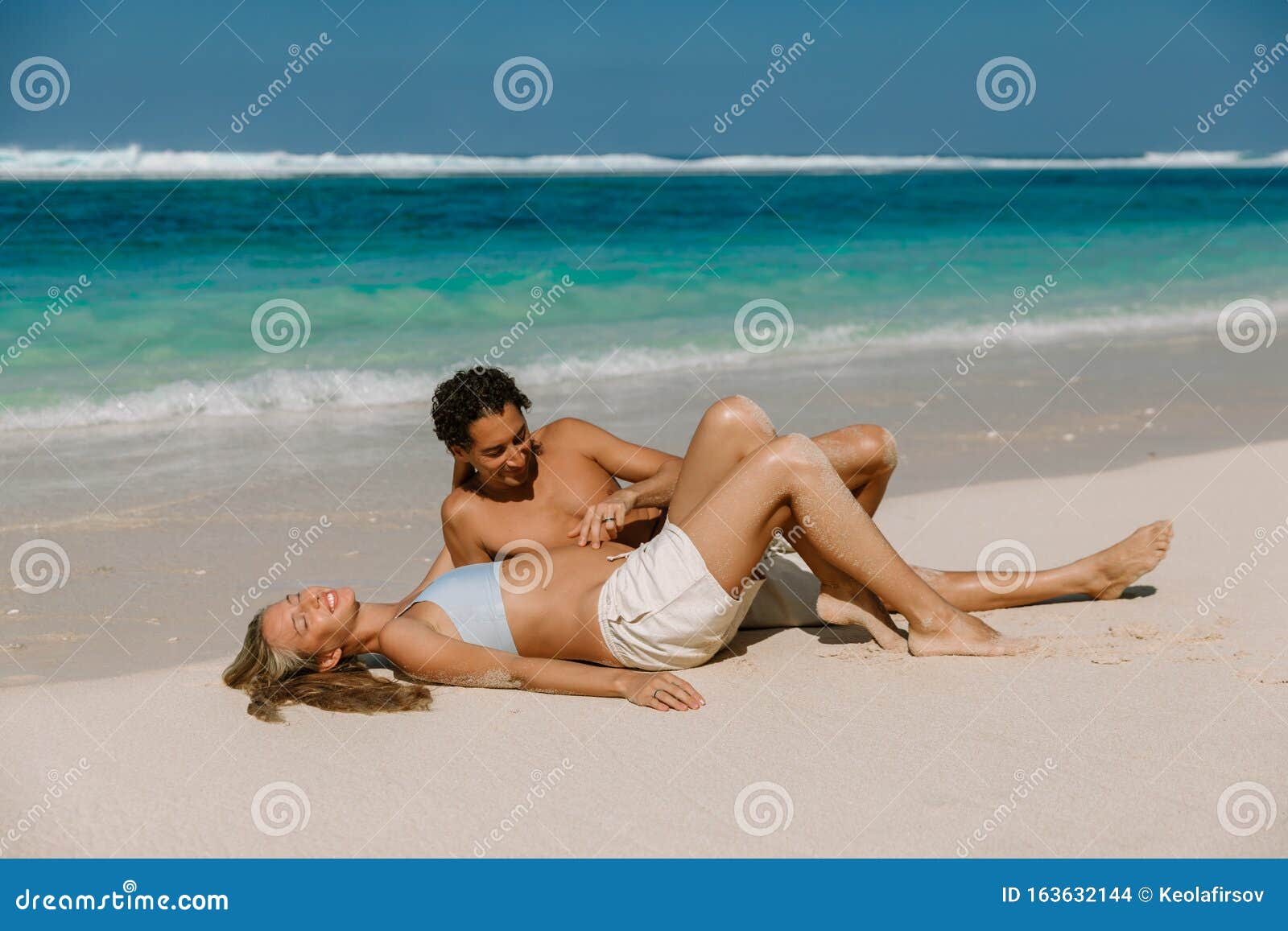 Couple On Tropical Beach At Tailana Banyak Islands Sumatra Tropical