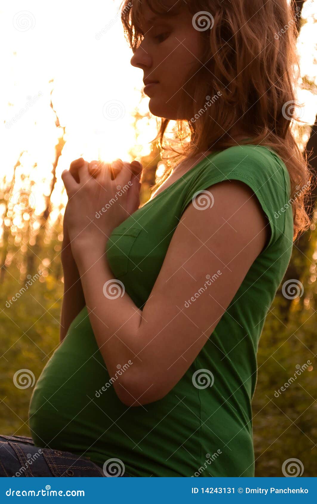 Young Pregnant Woman is Praying Stock Image - Image of anxious ...