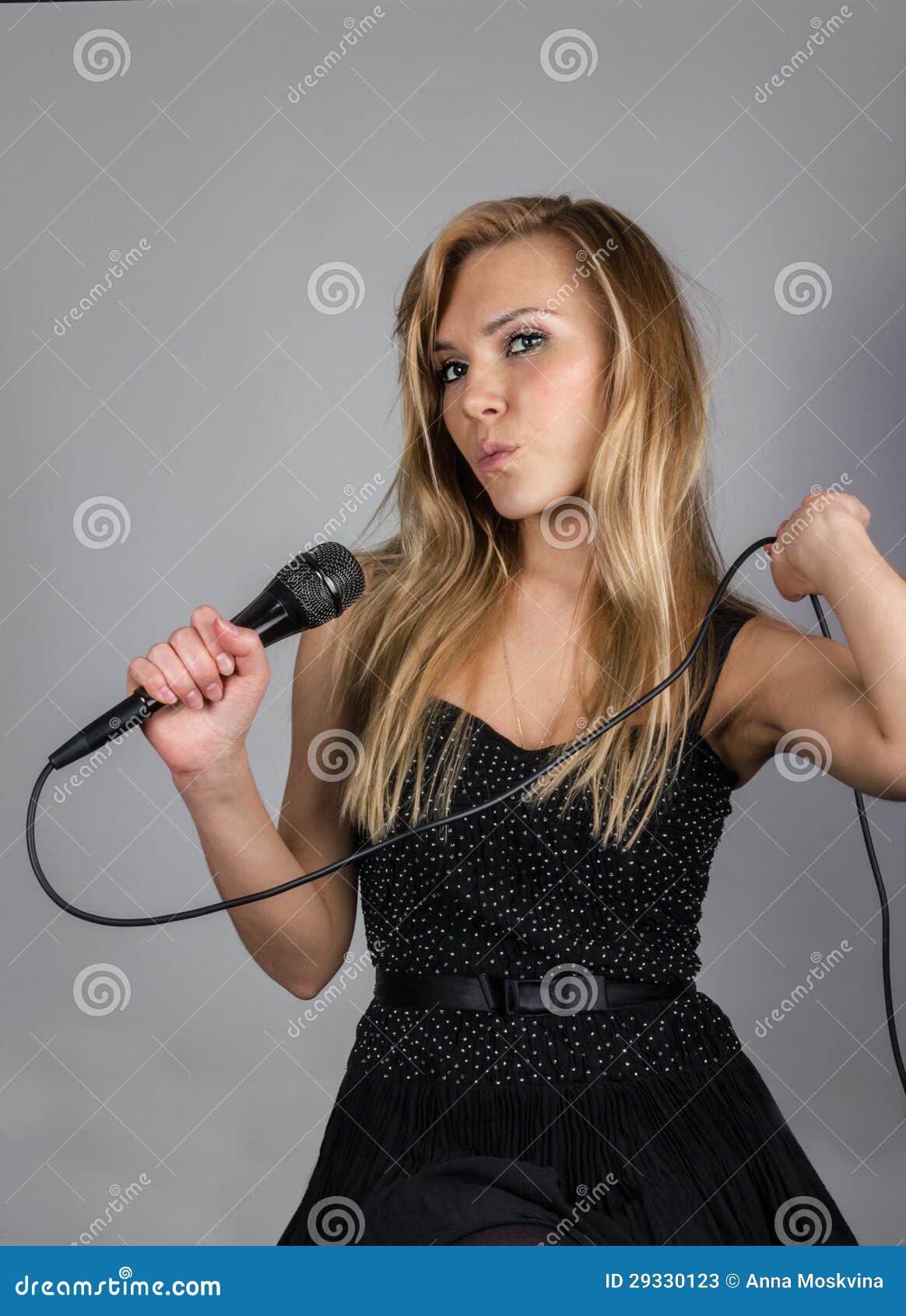 Young Pretty Blond Woman Sing Stock Image - Image of performer, female ...